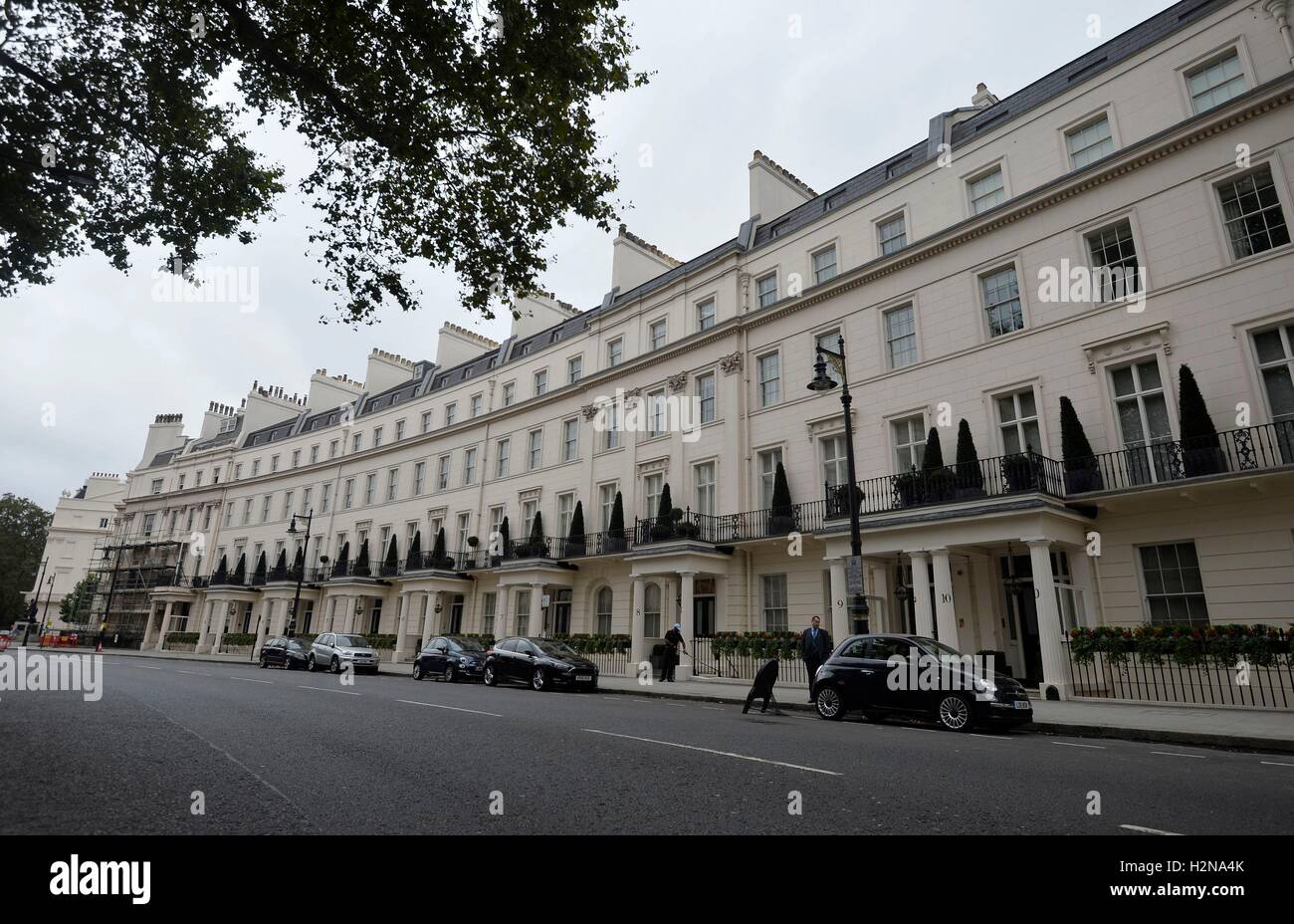 A general view of Grosvenor Crescent in central London, which has been ...
