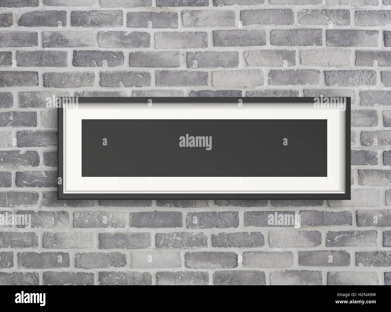 3D illustration of blank frame isolated on old grey brick wall Stock ...