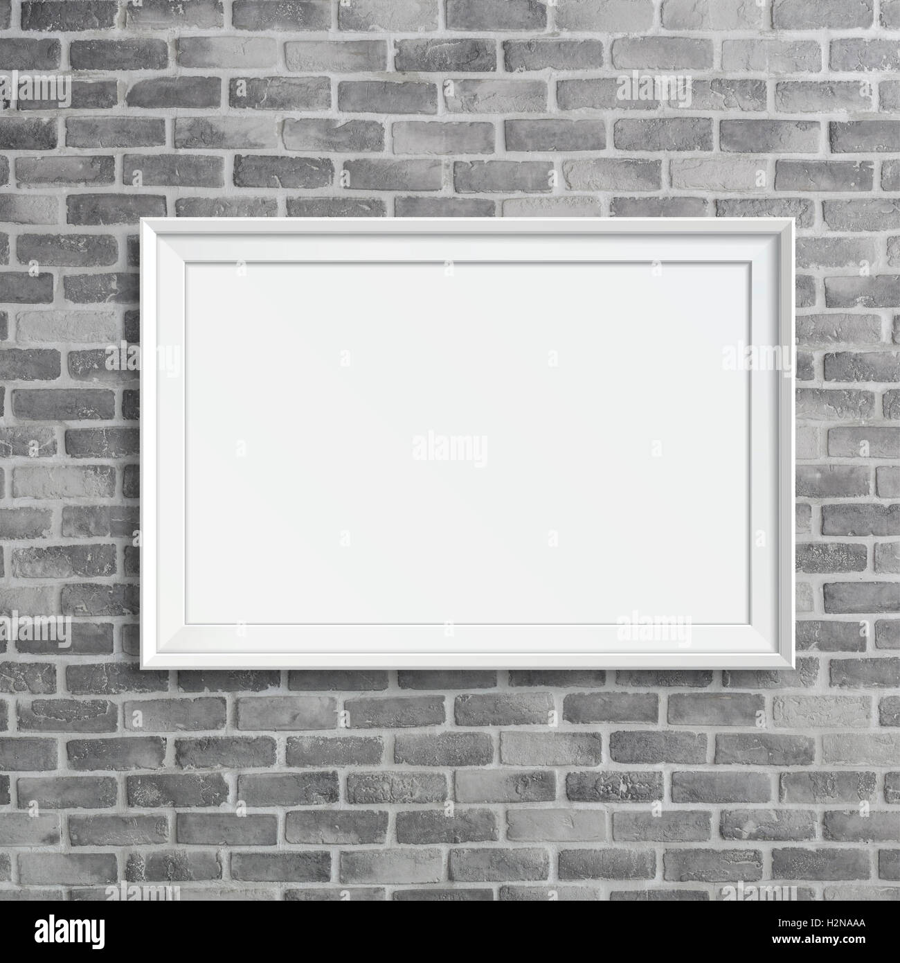 3D illustration of blank frame isolated on old grey brick wall Stock ...