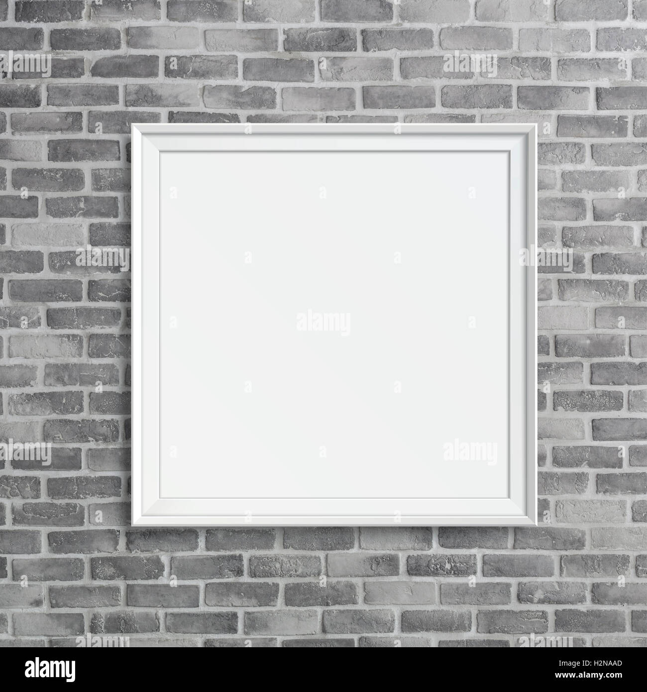 3D illustration of blank frame isolated on old grey brick wall Stock ...