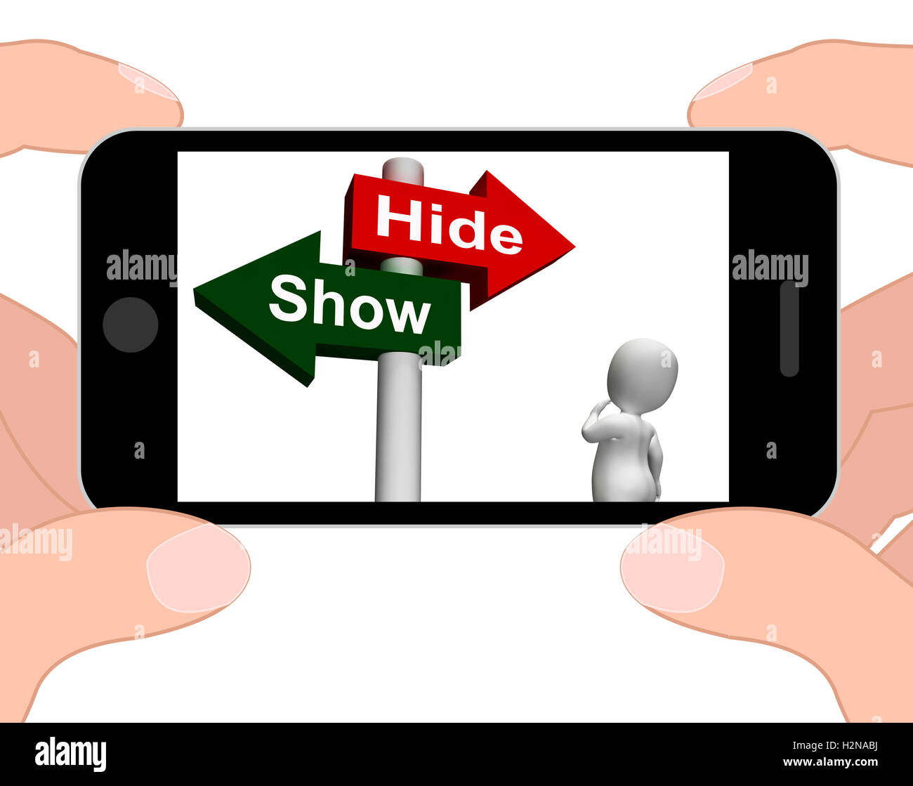 Show Hide Signpost Displaying Conceal or Reveal Stock Photo - Alamy
