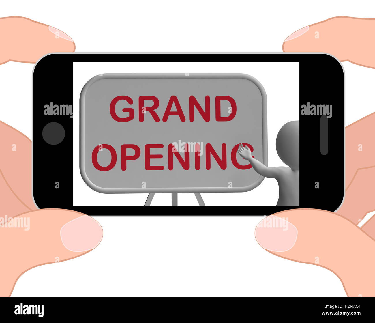 Grand Opening Phone Showing New Store Open Celebration Stock Photo - Alamy