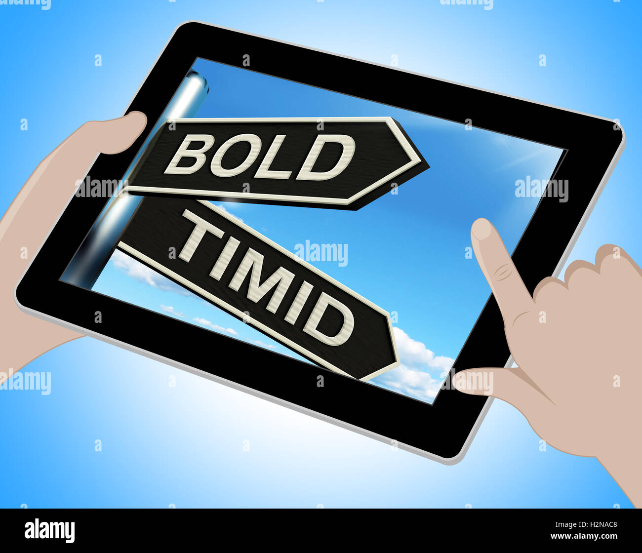 Bold Timid Tablet Showing Extroverted And Shy Stock Photo - Alamy