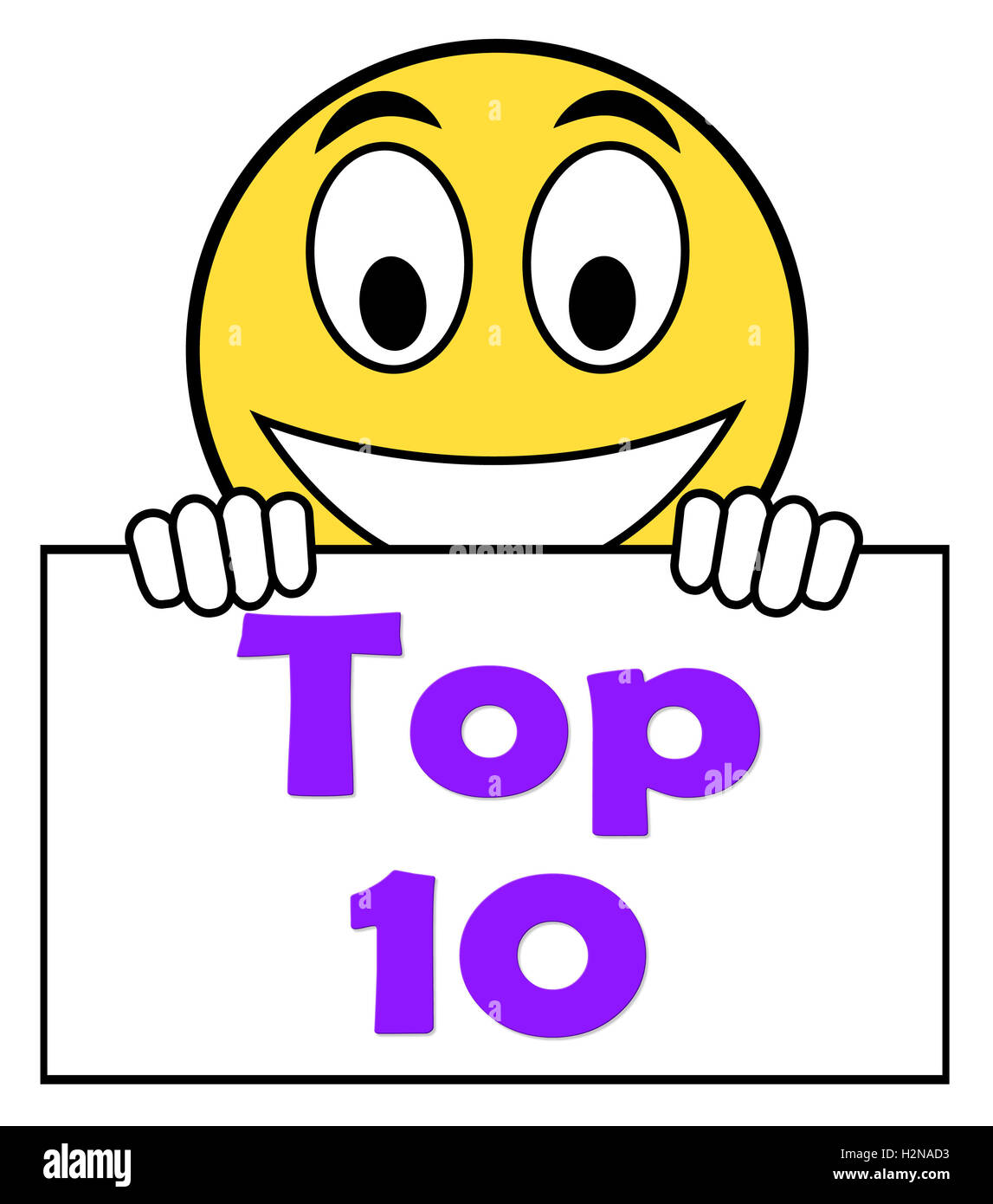 Top Ten On Sign Showing Best Ranking Or Rating Stock Photo - Alamy