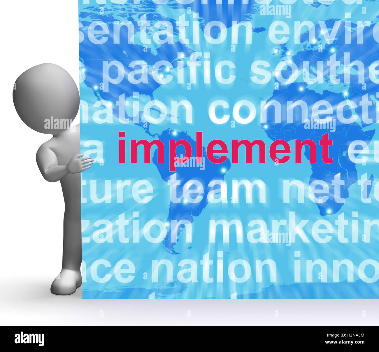 Implement Word Cloud Sign Showing Implementing Or Executing A Plan ...