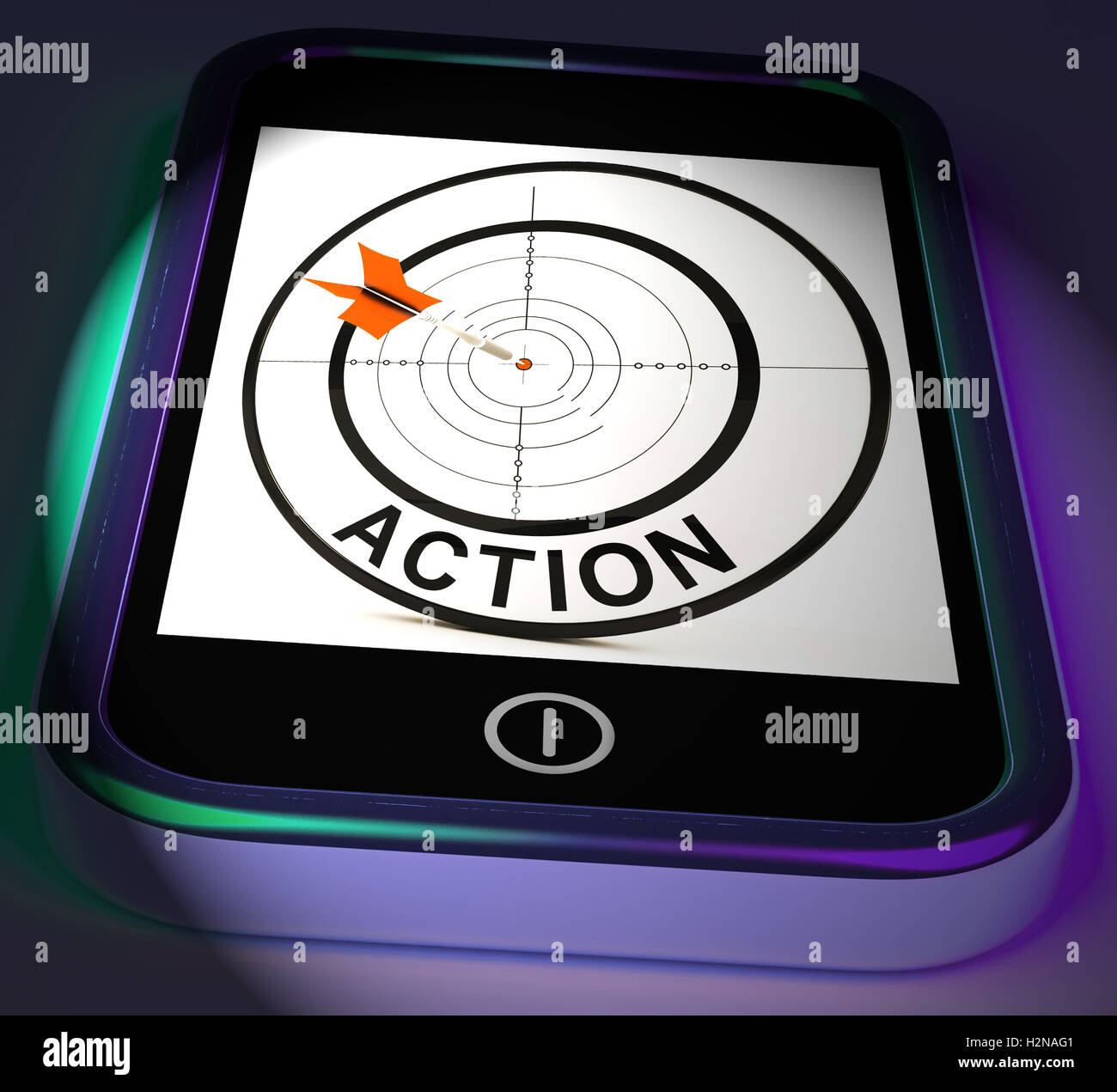 Action Smartphone Displaying Acting To Reach Goals Stock Photo - Alamy