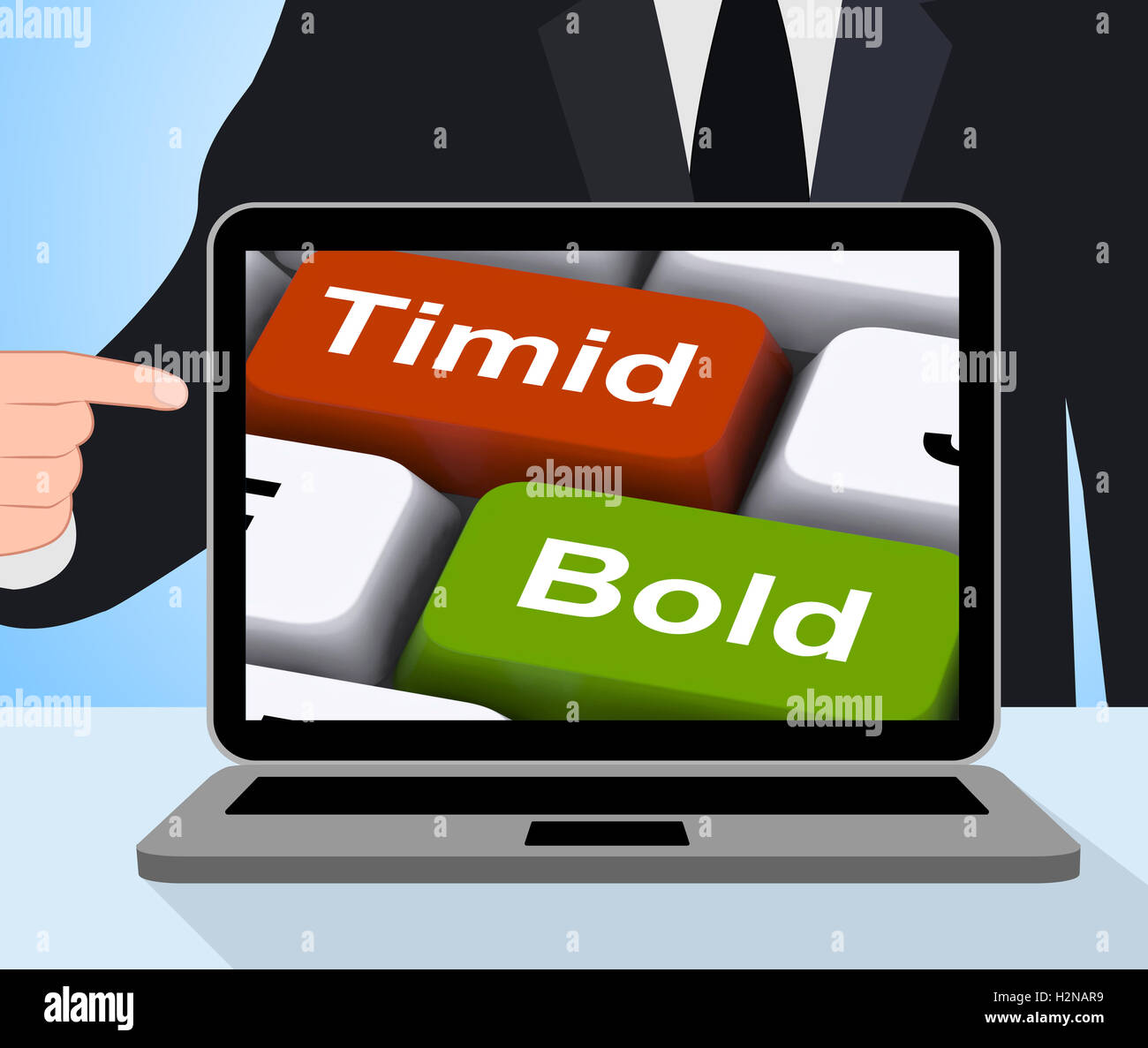 Timid Bold Computer Showing Shy Or Outspoken Stock Photo - Alamy
