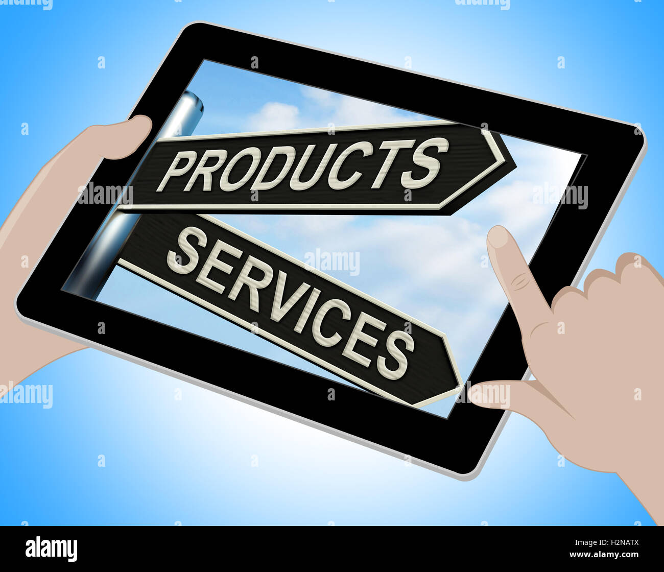 Products Services Tablet Showing Business Merchandise And Service Stock ...