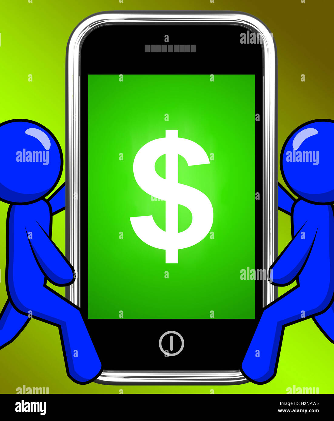 Dollar Sign On Phone Displaying $ Currency Stock Photo - Alamy