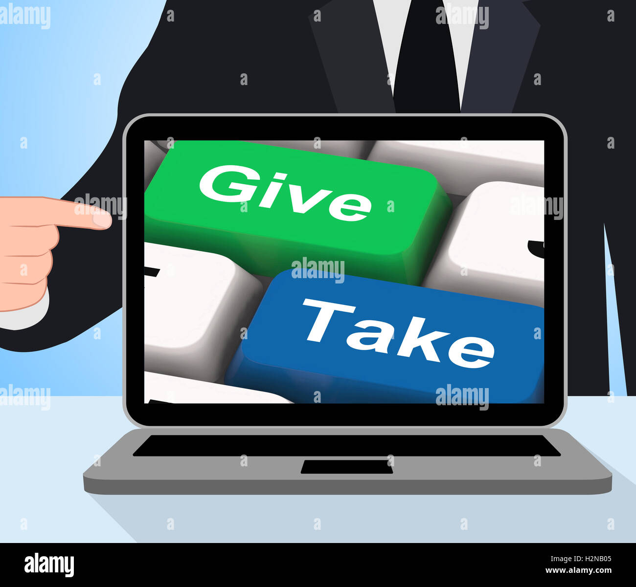 Give Take Computer Showing Generous And Selfish Stock Photo - Alamy