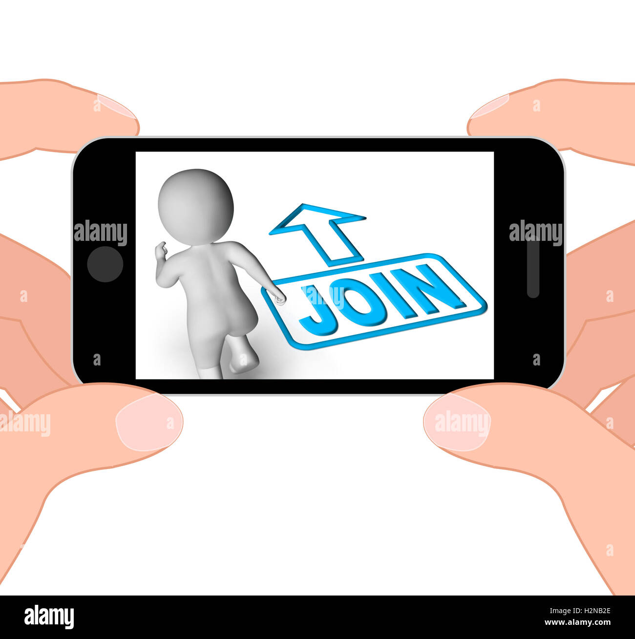 Join And Running 3D Character Displaying Joining Membership Register ...