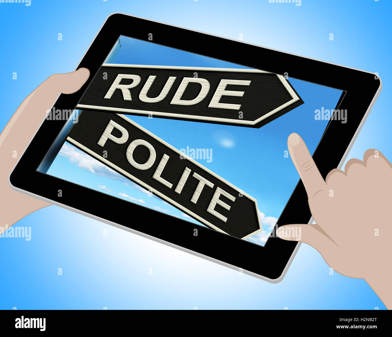 Rude Polite Tablet Meaning Ill Mannered Or Respectful Stock Photo Alamy rude-polite-tablet-meaning-ill-mannered-or-respectful-stock-photo-alamy