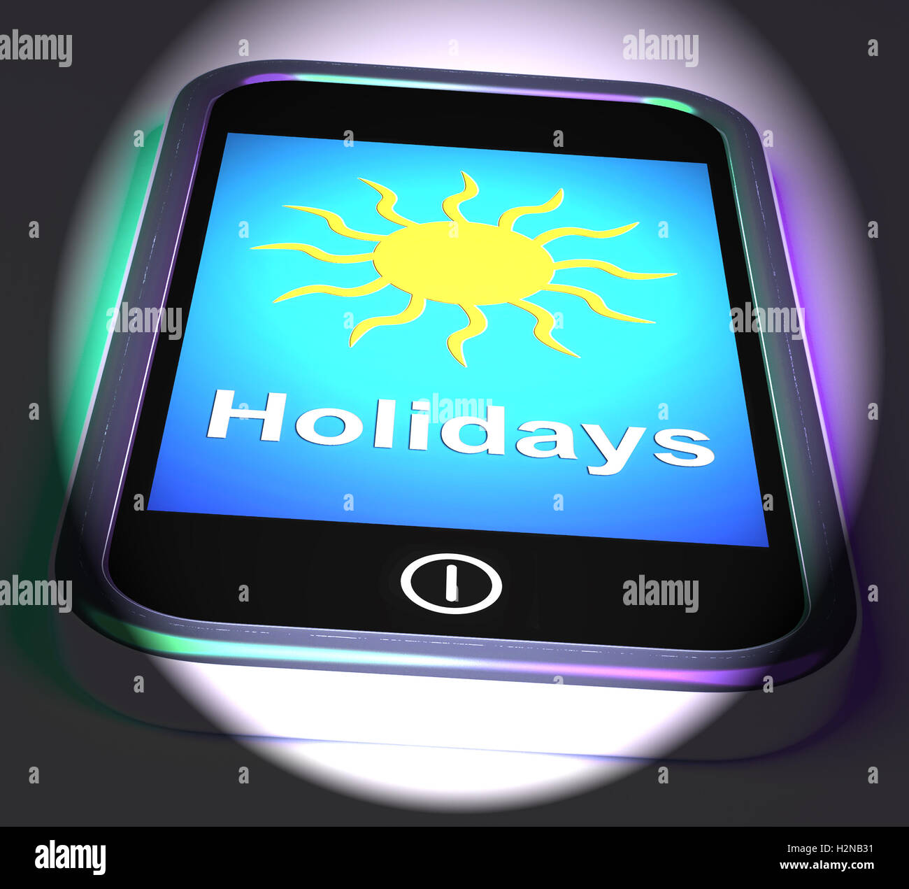 Holidays On Phone Displaying Vacation Leave Or Break Stock Photo - Alamy