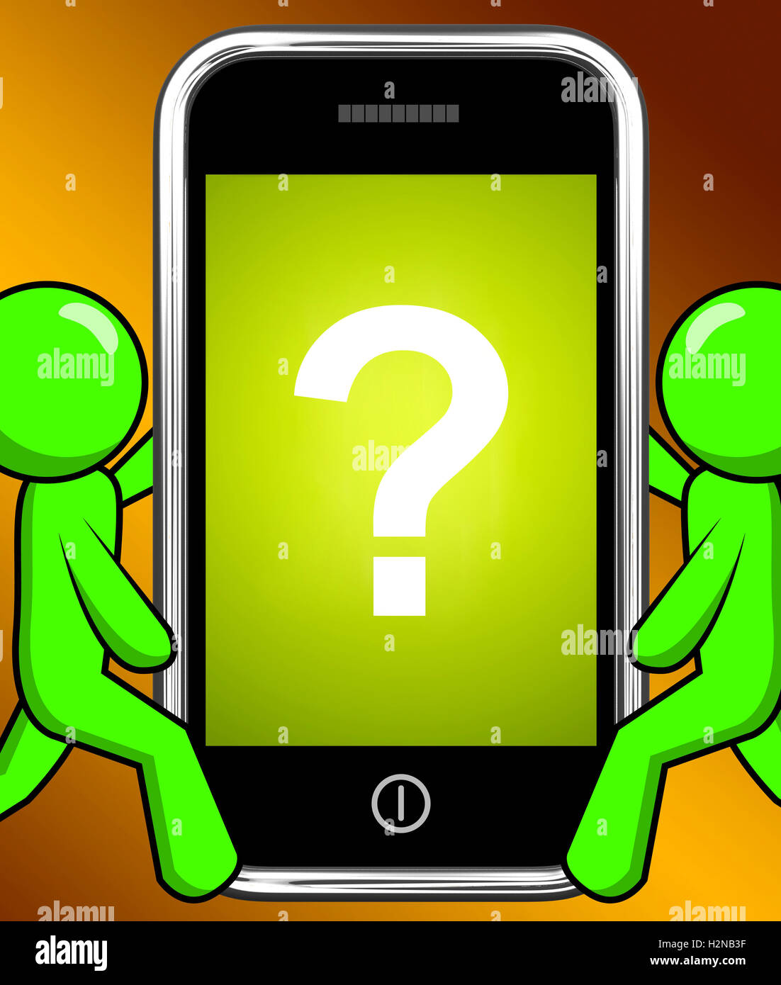 Question Mark On Phone Displaying Help Confused And Doubt Stock Photo ...