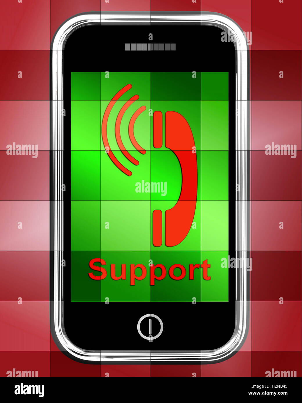 Support On Phone Displaying Call For Advice Stock Photo - Alamy