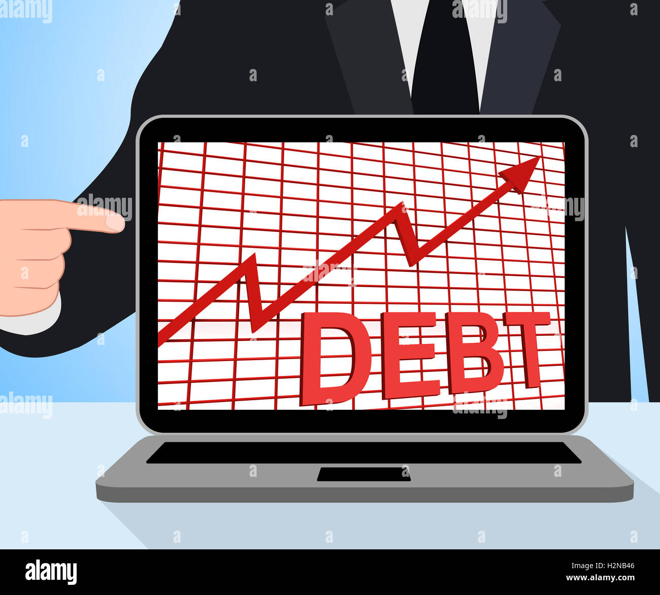 Debt Graph Chart Displaying Increasing Financial Indebted Stock Photo ...