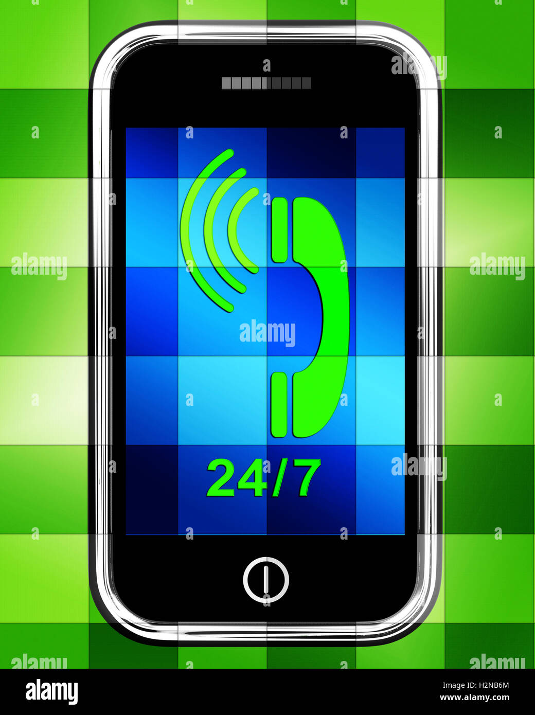 Twenty Four Seven On Phone Displaying Open 24/7 Stock Photo - Alamy
