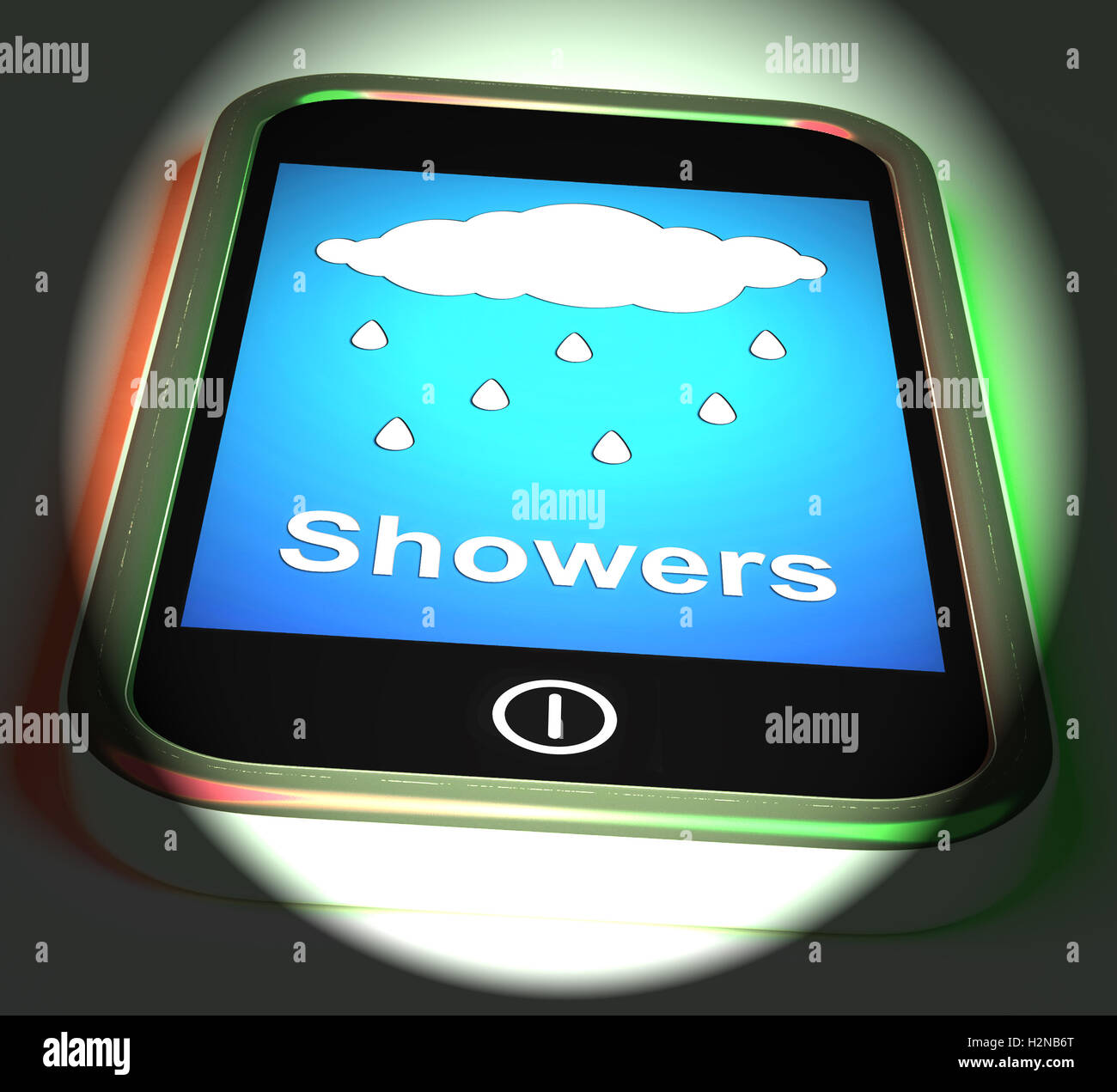 Showers On Phone Displaying Rain Rainy Weather Stock Photo - Alamy