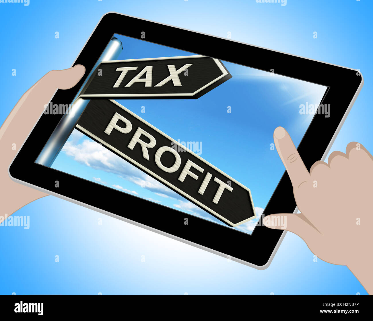 Tax Profit Tablet Meaning Taxation Of Earnings Stock Photo - Alamy