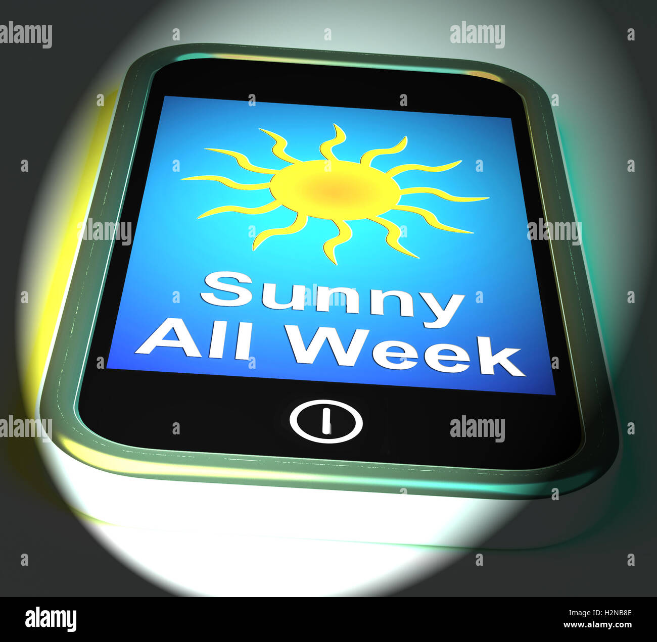 Sunny All Week On Phone Displaying Hot Weather Stock Photo - Alamy