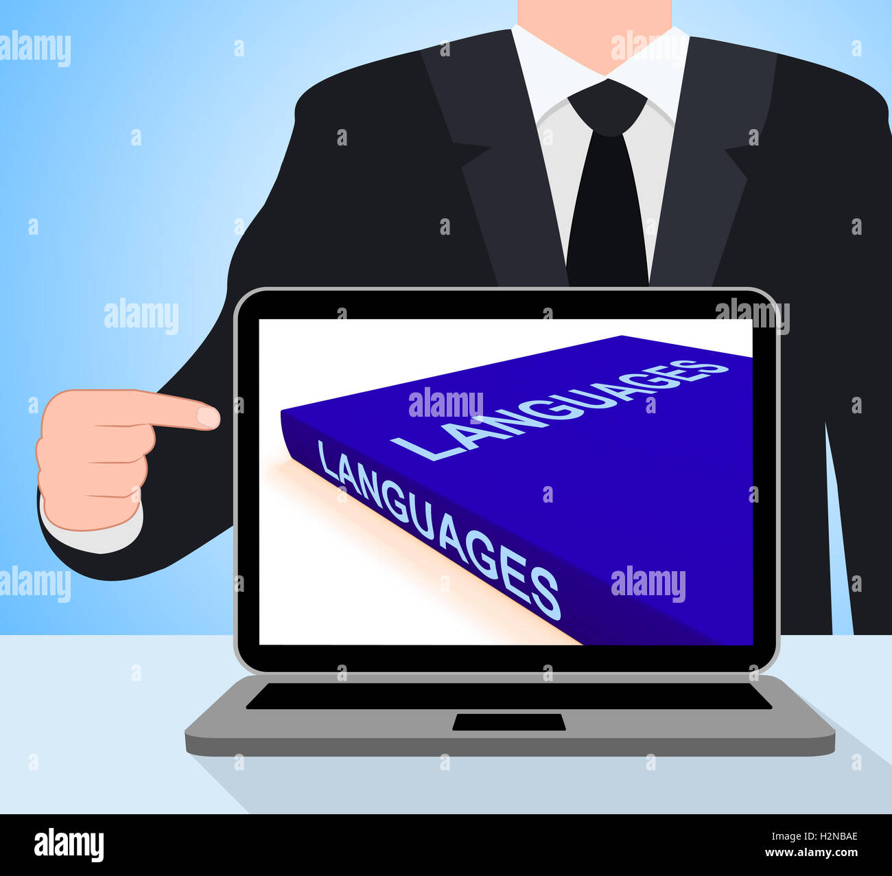 Languages Book Laptop Showing Books About Language Stock Photo - Alamy