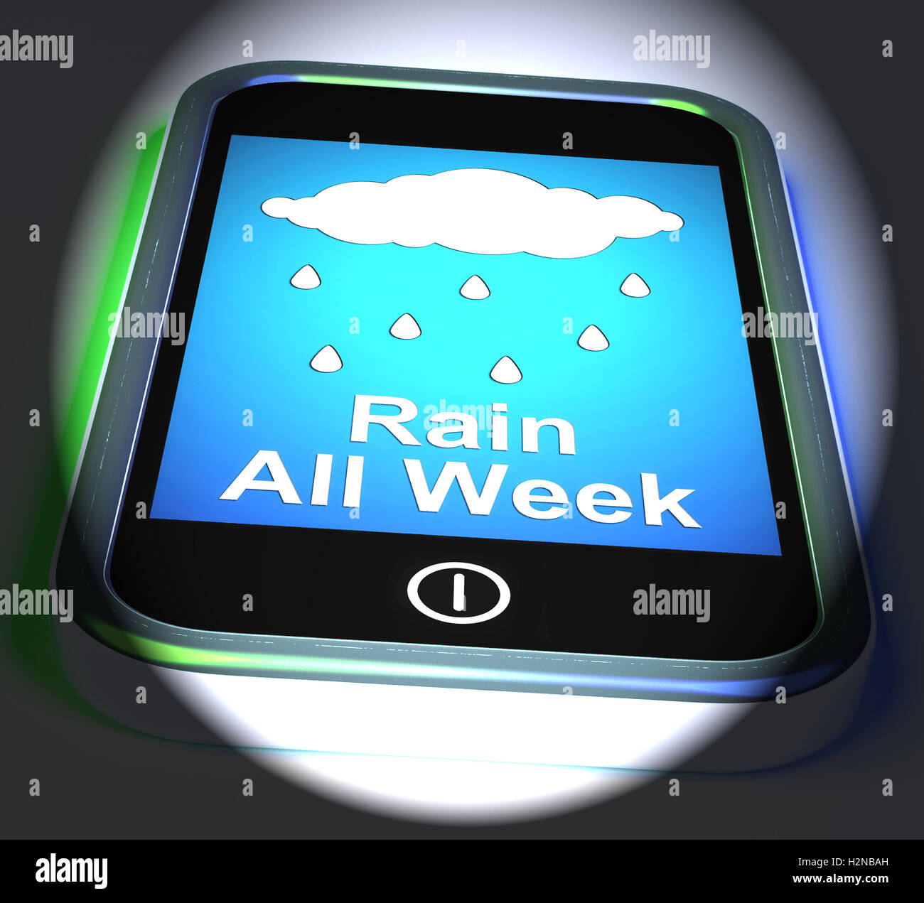 Rain All Week On Phone Displaying Wet Miserable Weather Stock Photo - Alamy