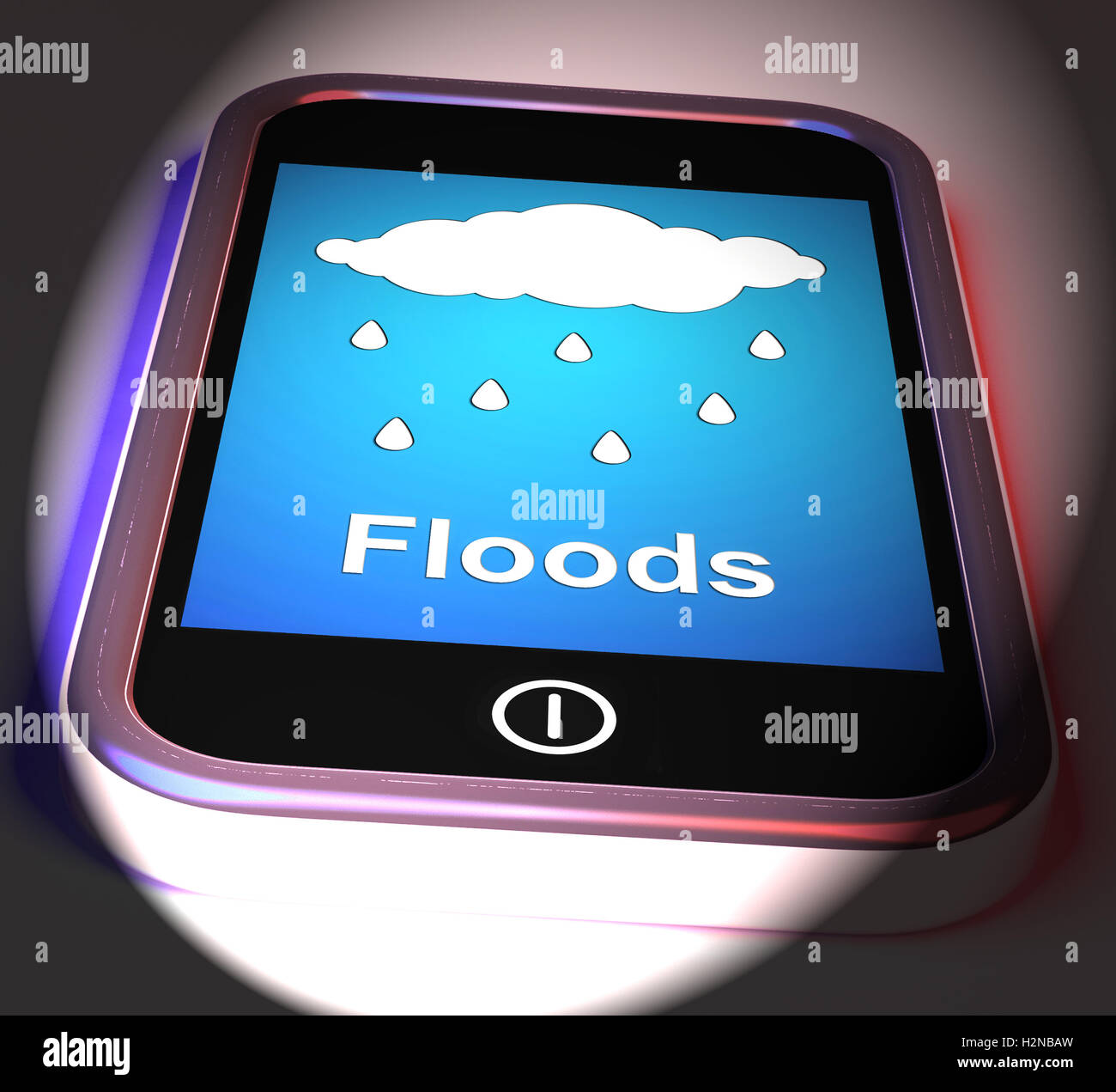 Floods On Phone Displaying Rain Causing Floods And Flooding Stock Photo ...