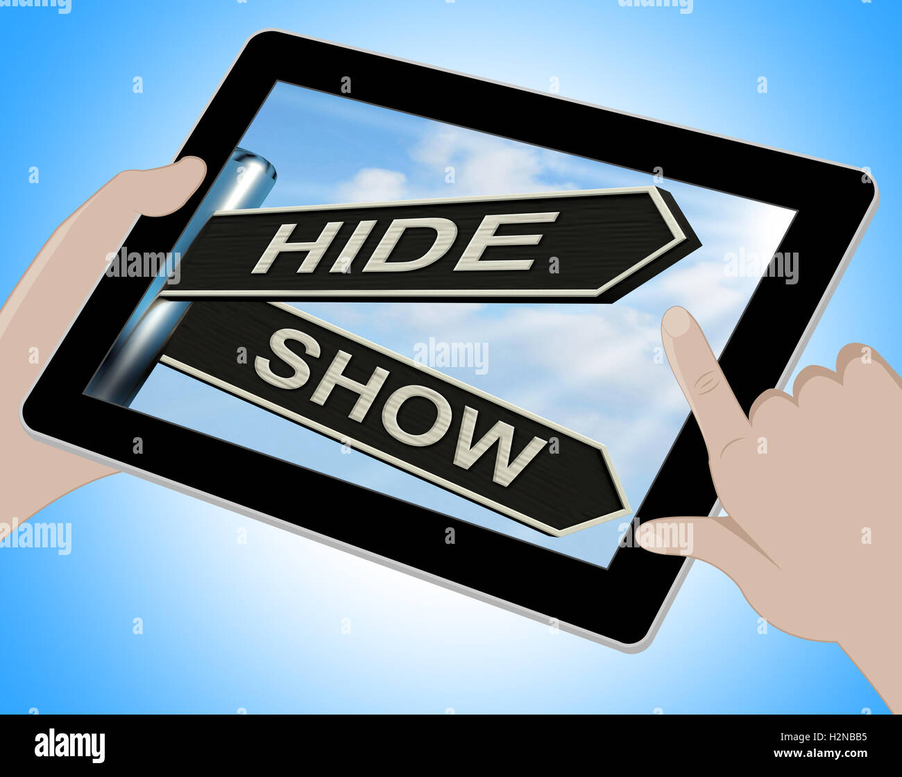 Hide Show Tablet Meaning Obscured And Visible Stock Photo - Alamy