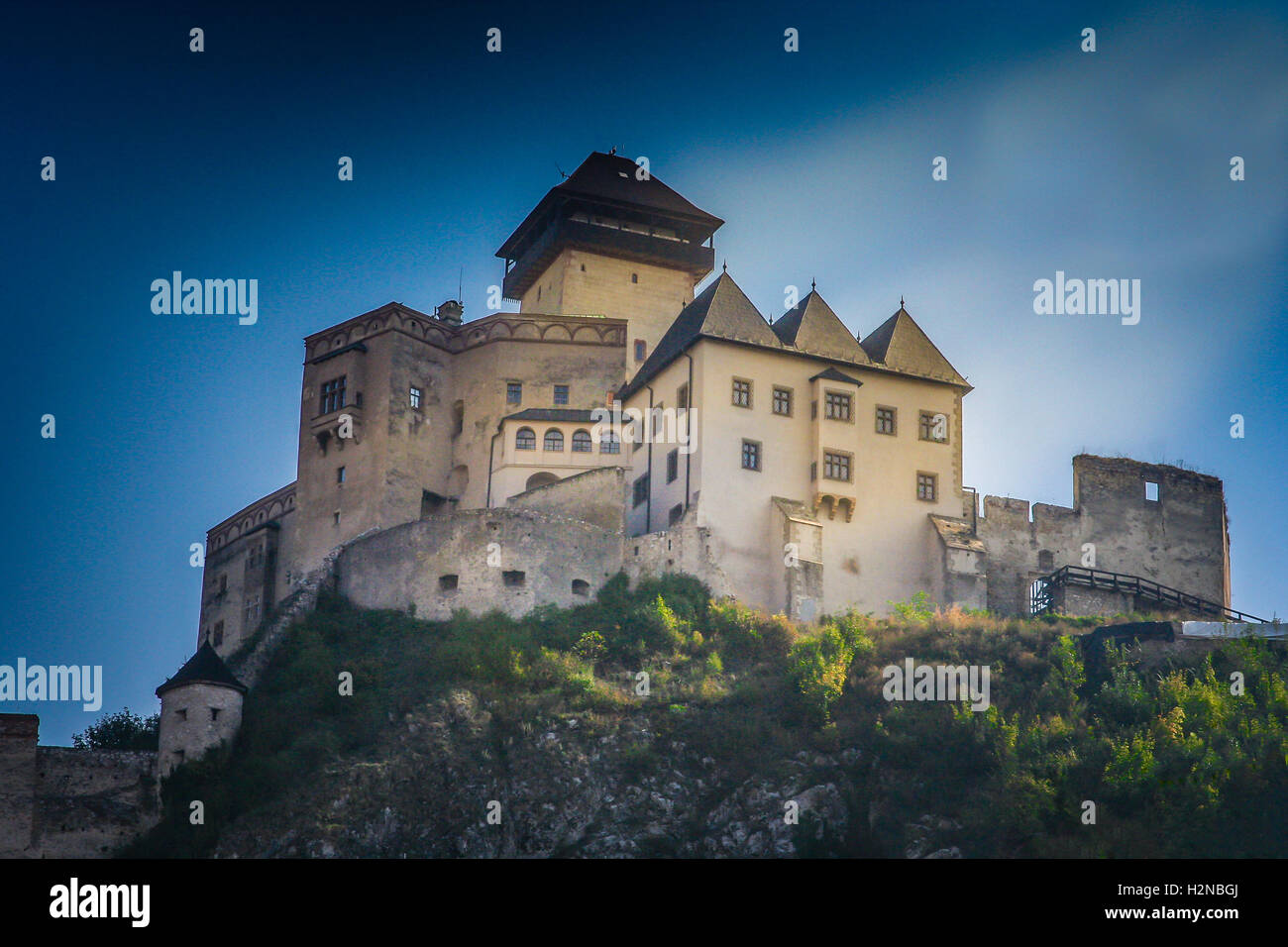 Beautiful Trencin castle on top of the hill, Trencin, Slovakia Stock ...
