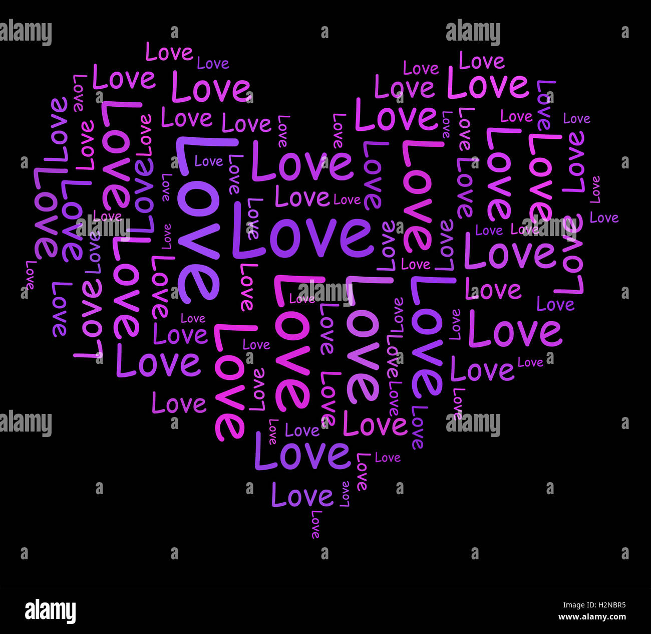 Love Words In Heart Showing Passion And Desire Stock Photo - Alamy
