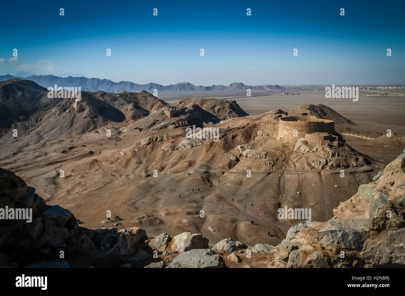 Towers of silence – old zoroastrian burial sites in Yazd, Iran Stock ...