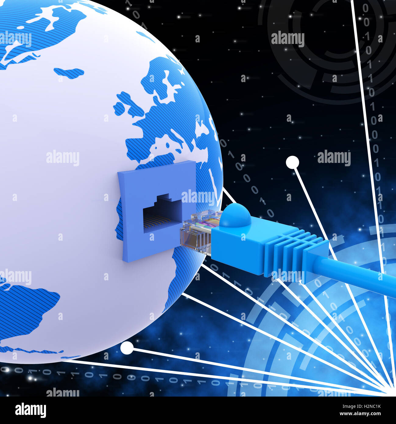 Worldwide Connection Showing Network Server And Searching Stock Photo ...