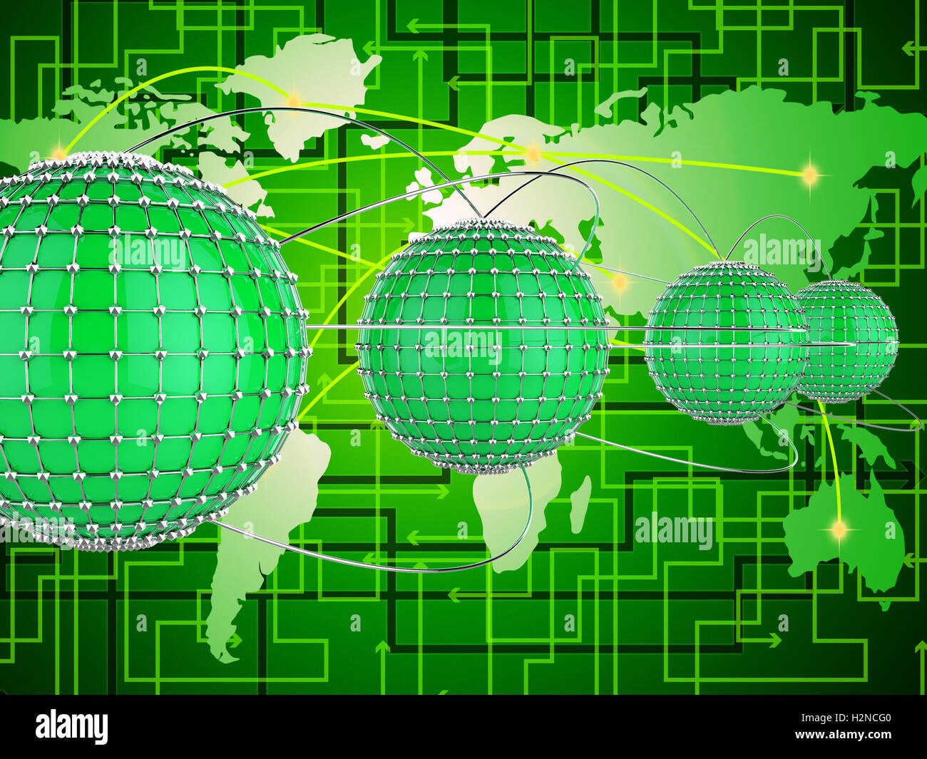 Interconnected Network Meaning Worldwide Planet And Connecting Stock ...