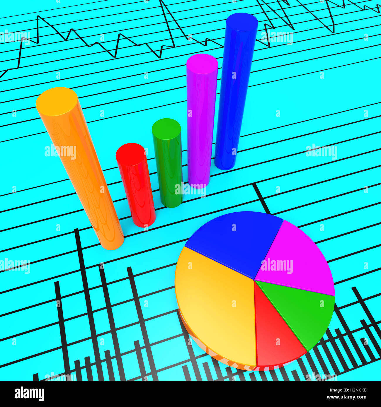 Graph Report Indicating Commercial Information And Finance Stock Photo ...