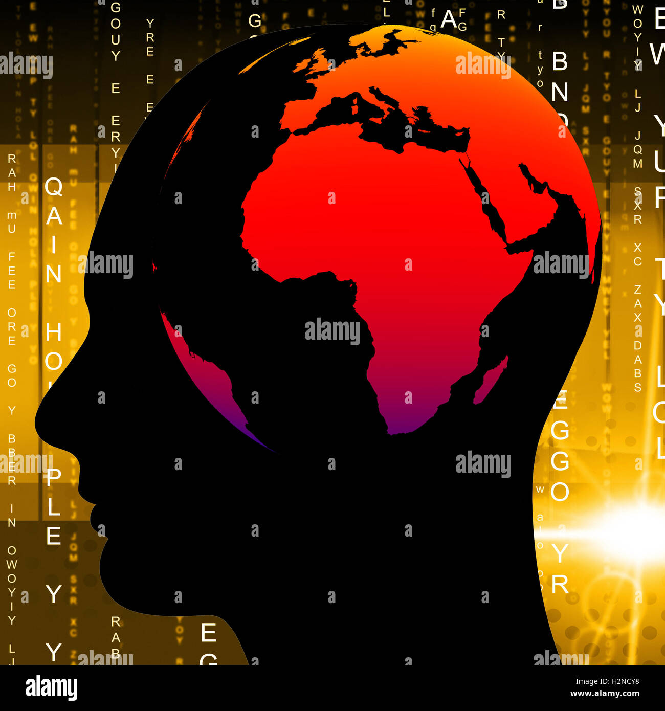 Human Knowledge Indicating Globalise Wise And Globe Stock Photo - Alamy