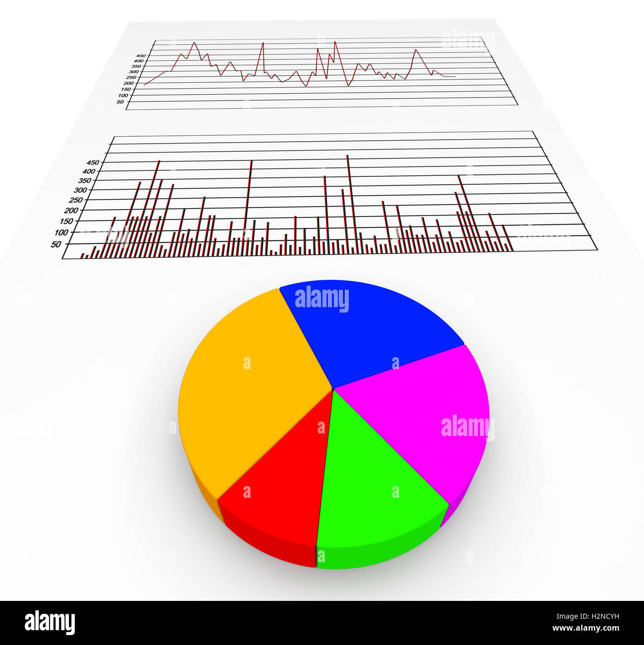 Graph Report Representing Graphic Document And Charts Stock Photo - Alamy