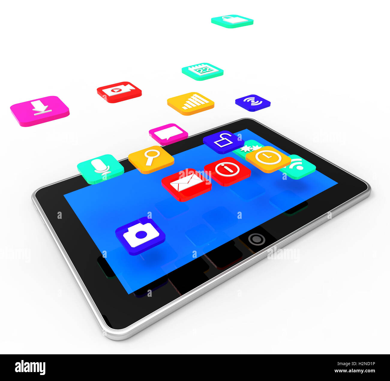 Social Media Tablet Showing News Feed And Online Stock Photo - Alamy
