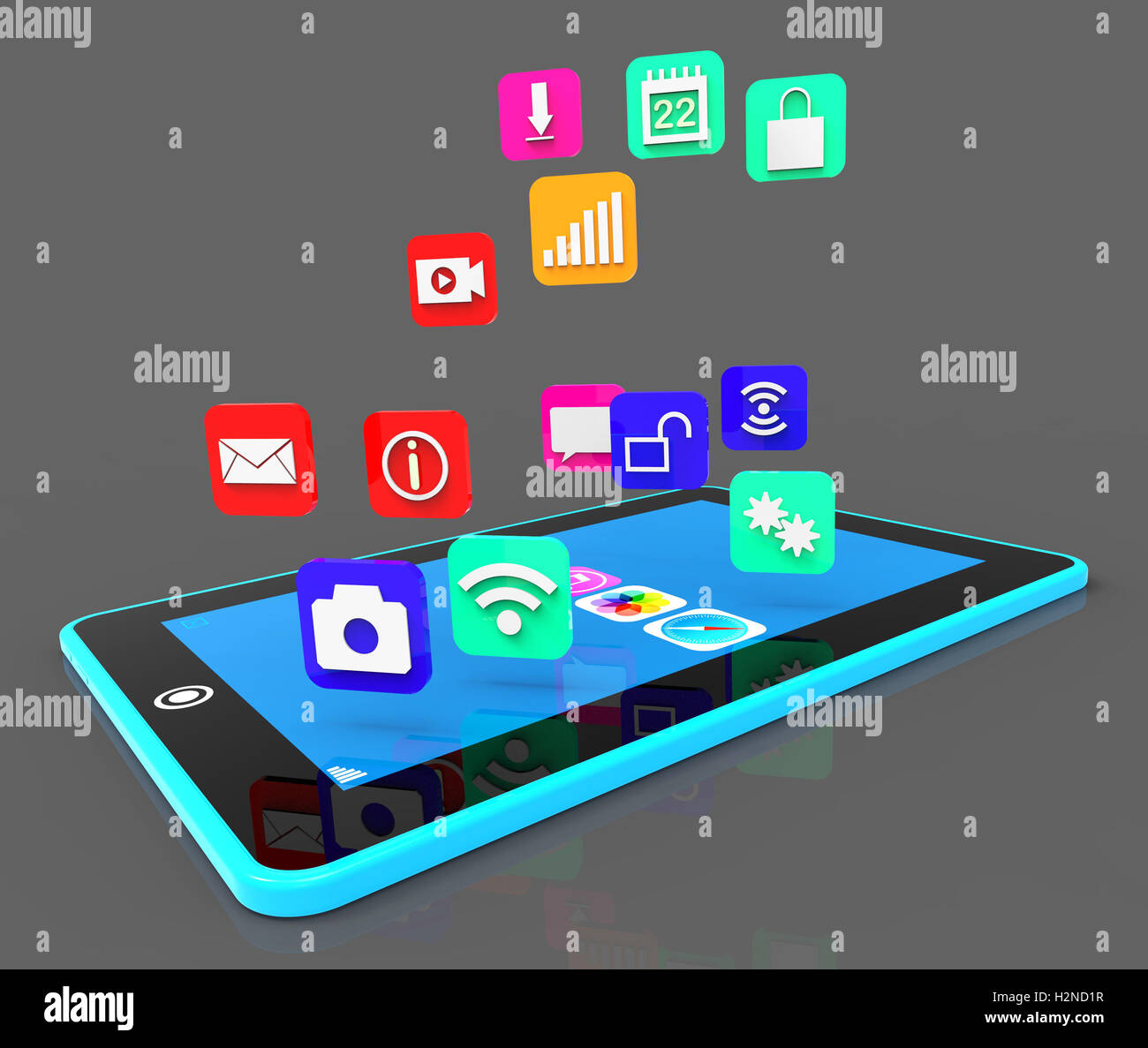 Social Media Phone Representing Application Software And Computer Stock ...