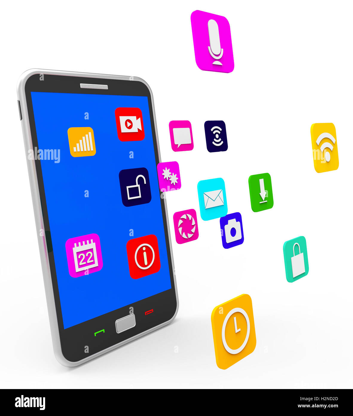 Social Media Phone Showing Application Software And Forums Stock Photo ...