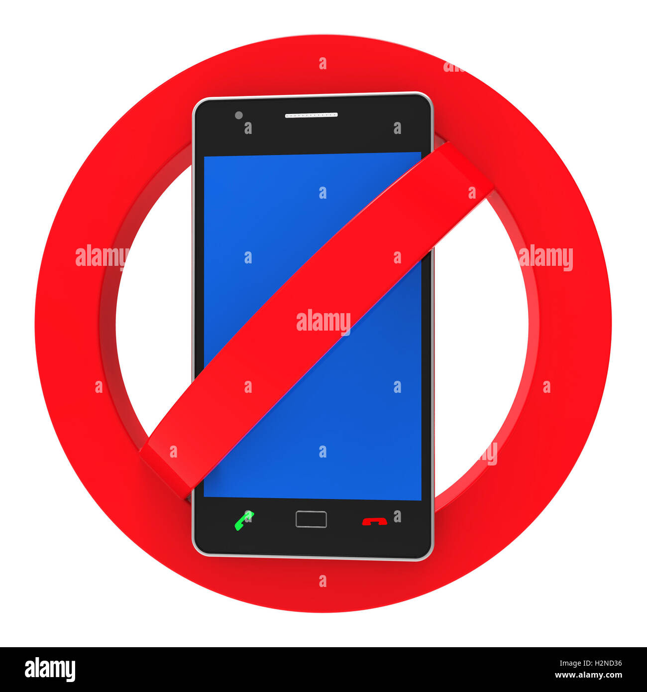 Phones Banned Representing Forbidden Disallow And Hazard Stock Photo ...