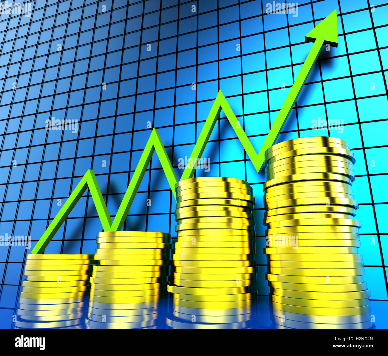 Increase Cash Graph Meaning Progress Report And Wealth Stock Photo - Alamy