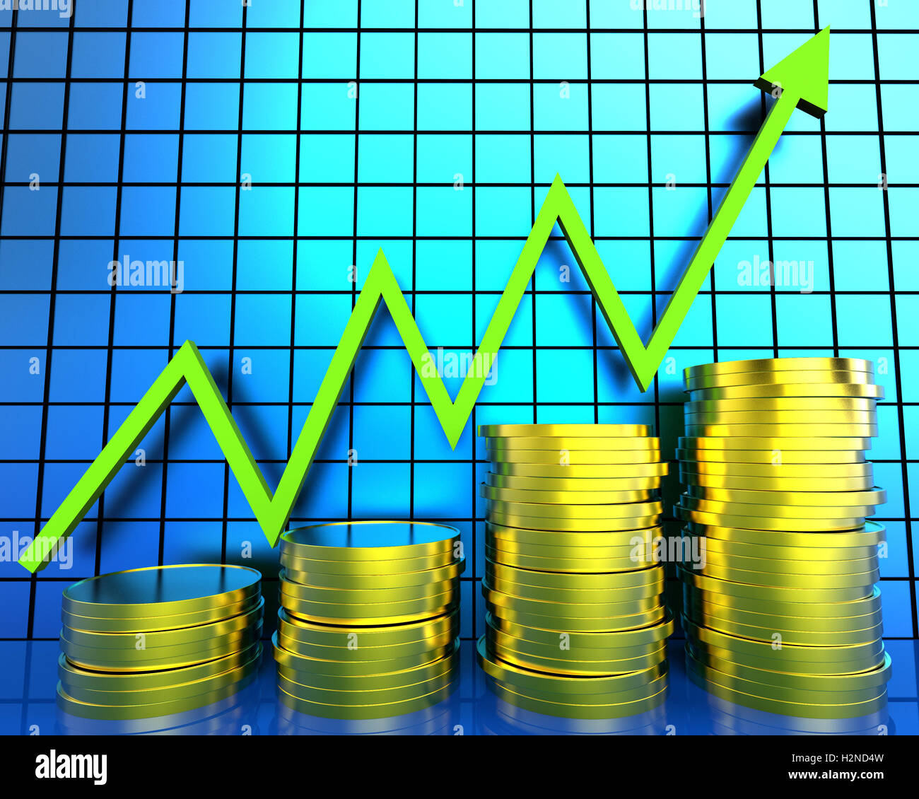 Increase Cash Graph Representing Progress Report And Upward Stock Photo ...
