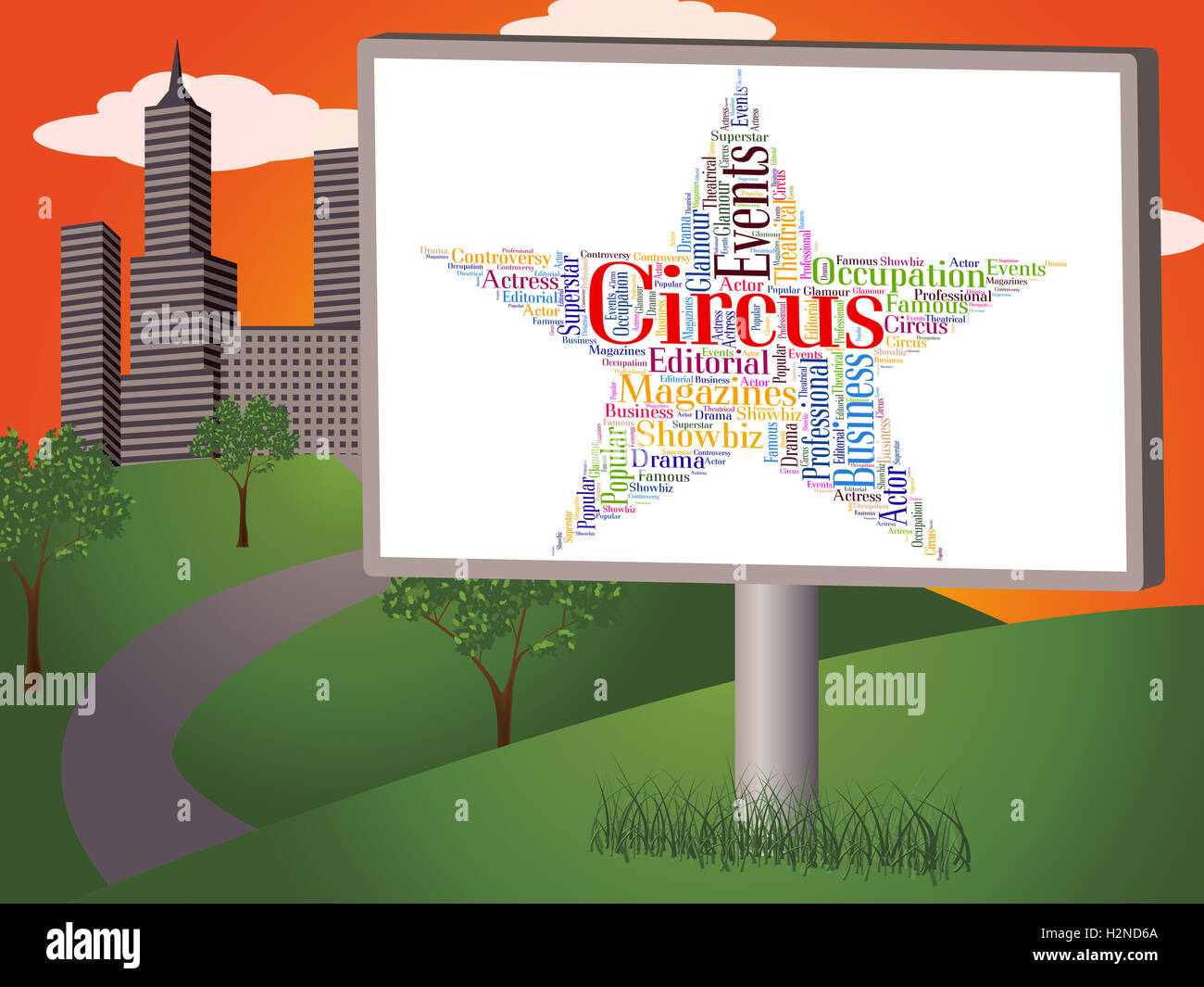Circus Star Indicating Three Ring And Word Stock Photo - Alamy