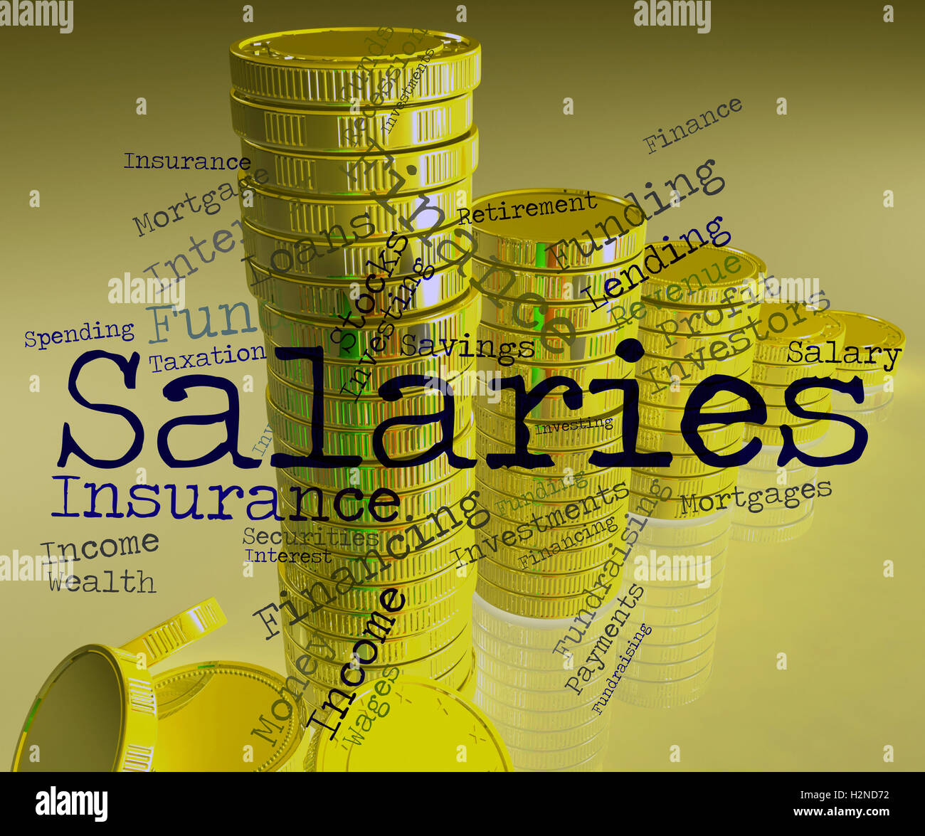 Salaries Word Showing Remunerate Stipend And Salary Stock Photo - Alamy