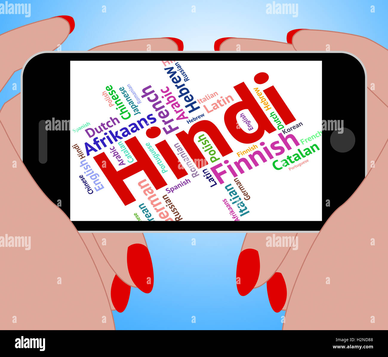 Hindi Language Showing India Translate And Translator Stock Photo - Alamy