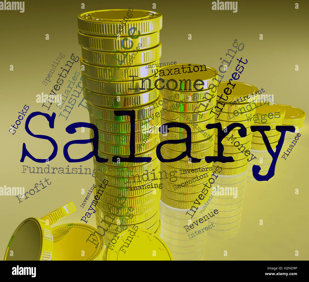 Salary Word Indicating Pay Salaries And Stipend Stock Photo - Alamy