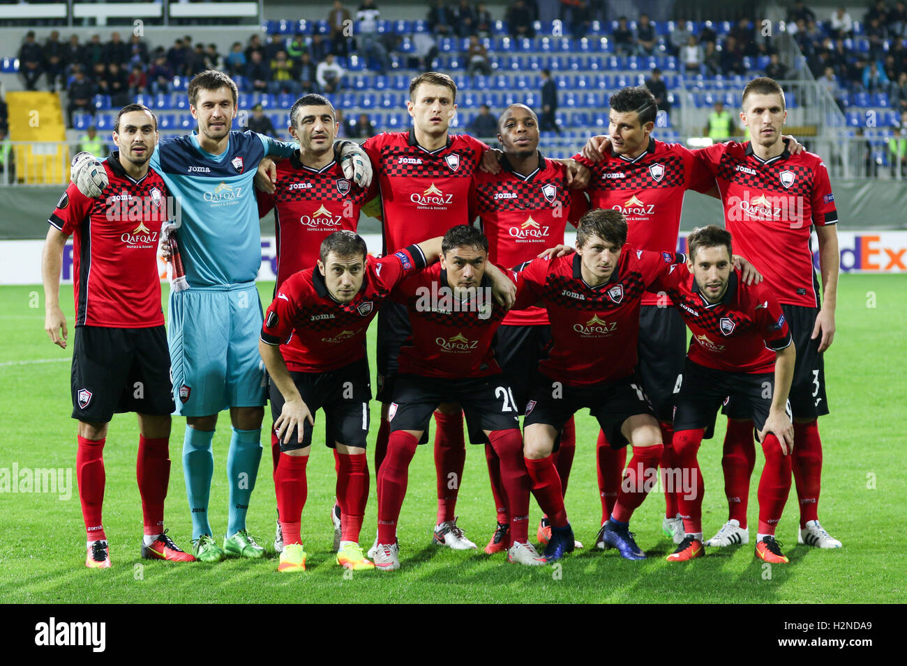 Baku, Azerbaijan. 29th Sep, 2016. Gabala FK players pose for a team ...