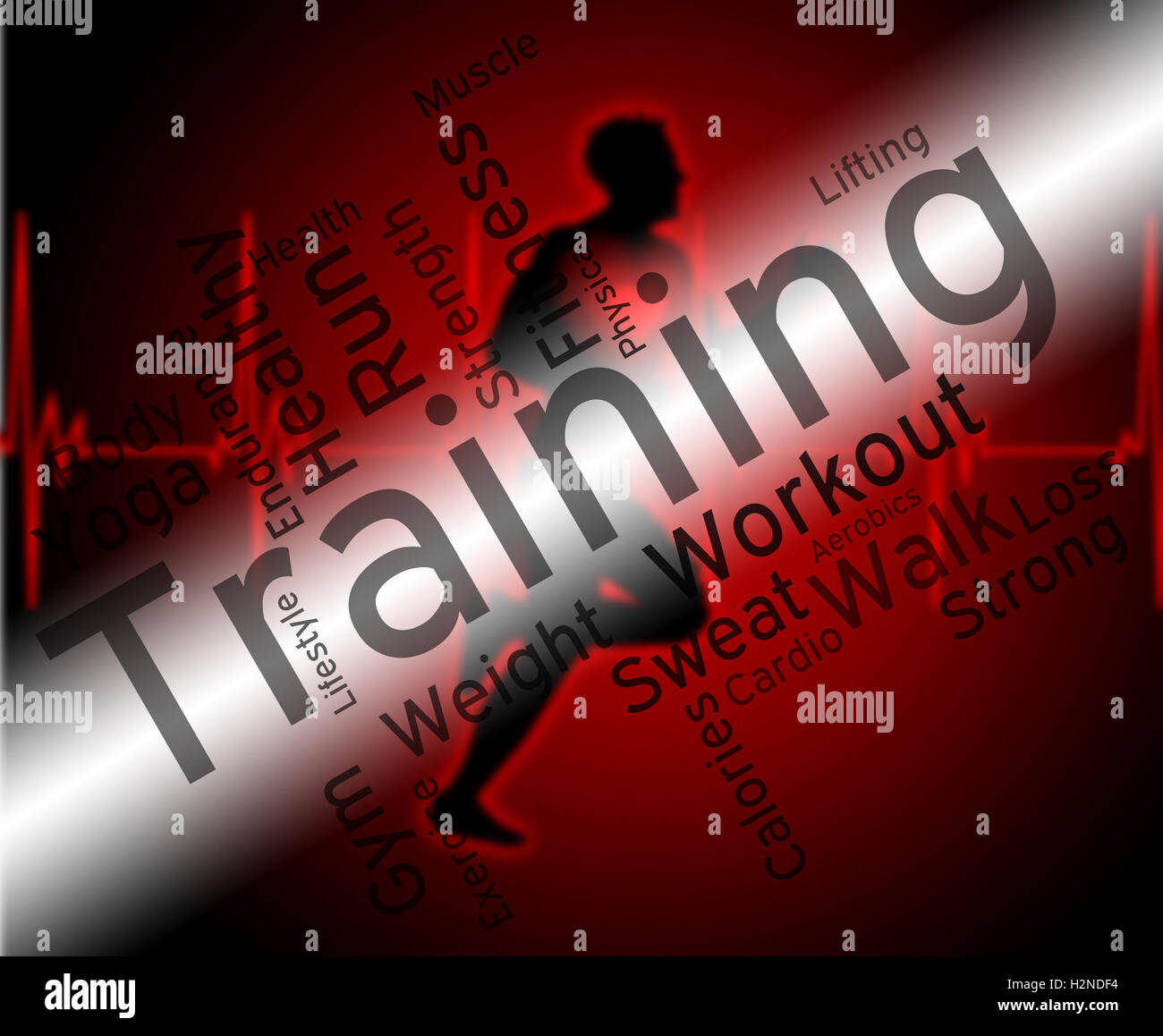 Training Words Representing Working Out And Fit Stock Photo - Alamy