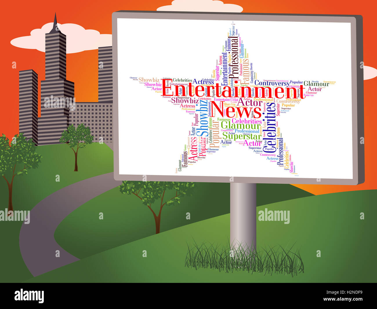 Entertainment News Meaning Performing Journalism And Words Stock Photo ...