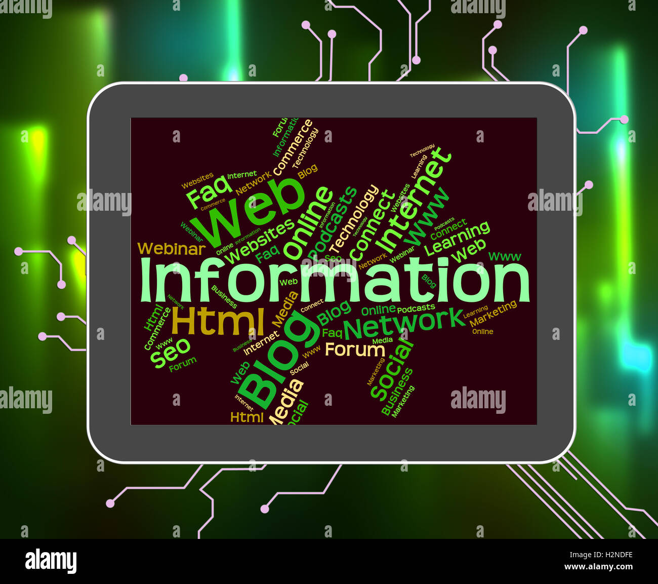 Information Word Showing Assistance Words And Answers Stock Photo - Alamy